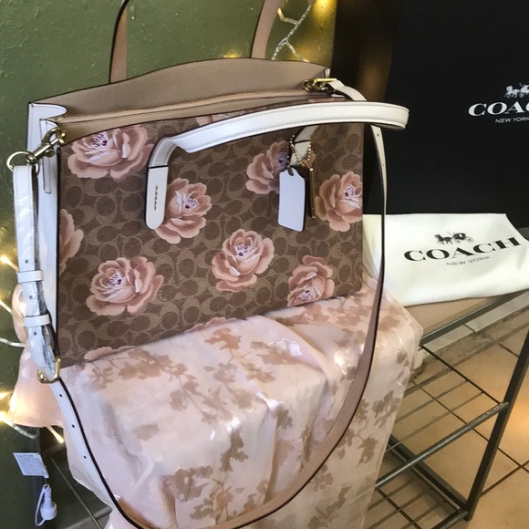 Coach | Bags | Coach Signature Rose Print Carryall | Poshmark